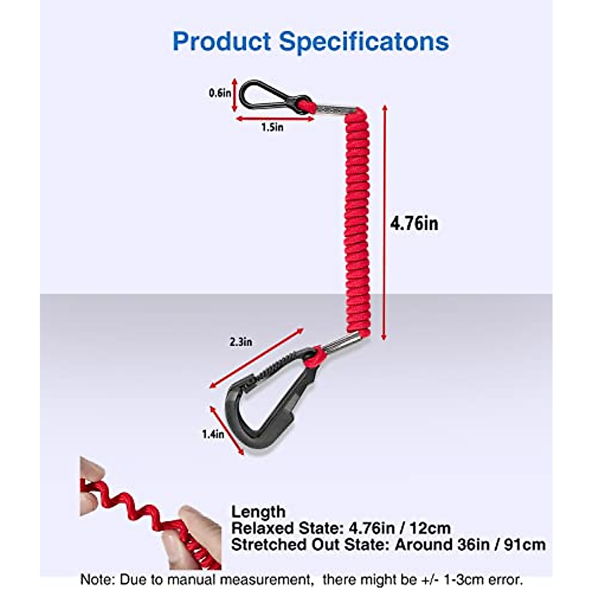 8M0092849 Boat Kill Switch Lanyard - [2 PCS] Boat Engine Emergency Stop Switch, Safety Lanyard Cord Tether for Mercury Mercruiser Outboard Motor Replacement 15920T54, 15920A54, 15920Q54, Red, 36 Inch