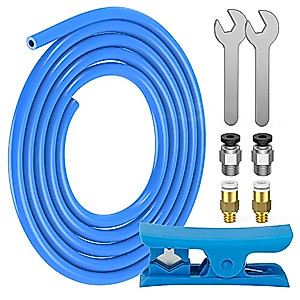 Bowden Tube for Ender 3, 1M Blue PTFE 3D Printer Teflon Tubing 1.75mm Filament Creality Bowden Tube for Ender 3 Pro Ender 5 Plus Cr-10 v2 3D Printer, Supplied with Tube Cutter, 2 X Pc4-M6 & Pc4-M10