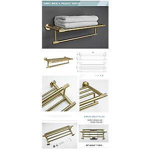 Golden Towel Rack Towel Bar Ring Brushed Gold Hardware Set Robe Coat Hook Toilet Tissue Paper Holder Bathroom Accessories Kit,2 PCS Robe Hook