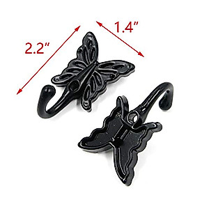 FarBoat 8Pcs Prong Robe Hooks Wall Mounted Utility Butterfly Hanger Hardware for Bedroom Bathroom Kitchen Clothes Hat Coat Towel with Screws(Black)
