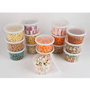 Golden Apple, 16oz-20sets Plastic Food Storage Containers with Lids, Microwavable Translucent Plastic Deli Container and Lid Combo Pack, Stackable, Reusable…