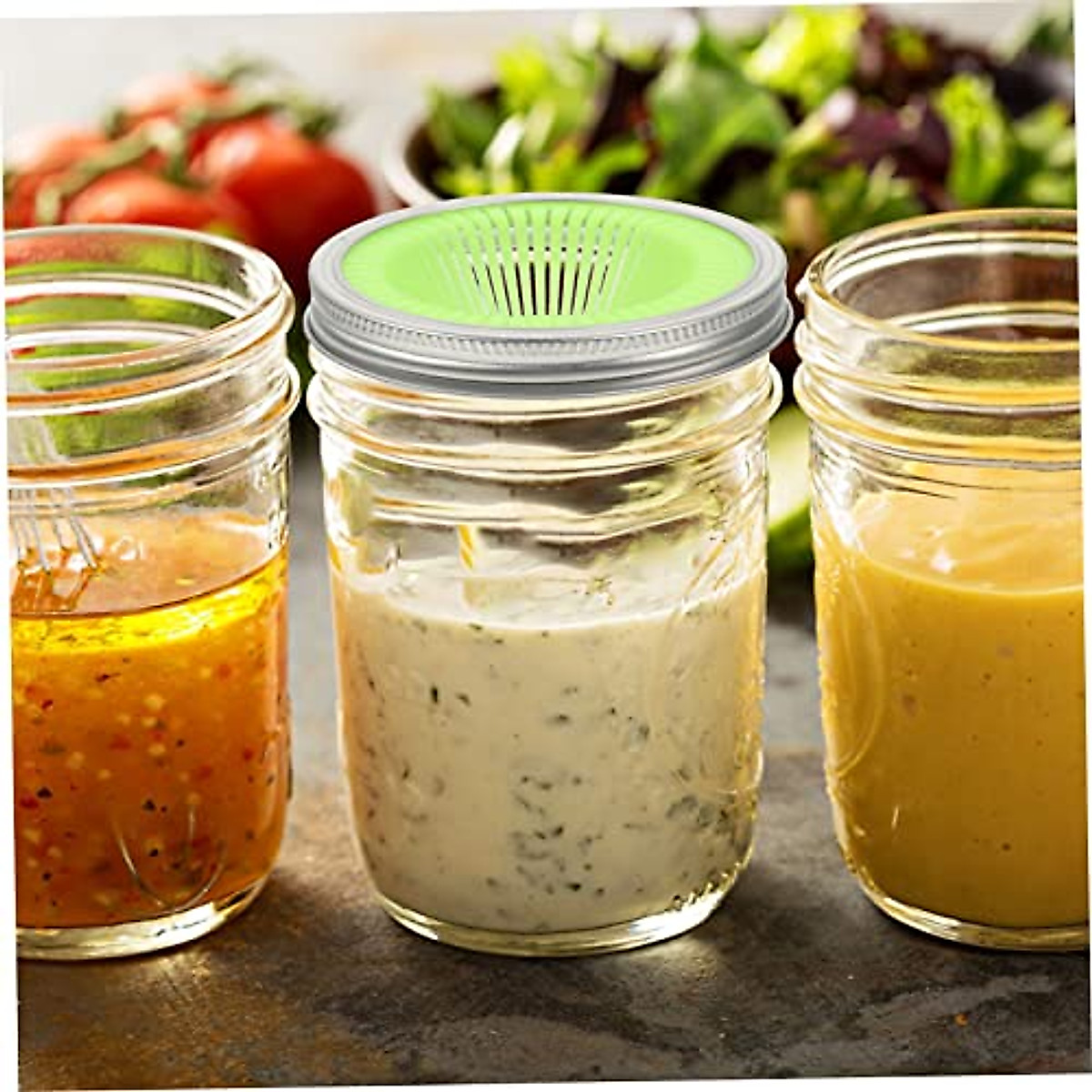 DOITOOL 2pcs Mason Jar Lids Canning Kit Jar Sprouter Lids Sprouting Jar Strainer Lids Sprouting Strainer Screen Sprout Maker for Home Sprouting Lid Sprouting Jar Lids Green Glass Bottle