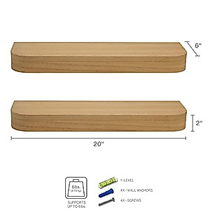 MELANNCO Modern Chunky Floating Wall Shelves for Bedroom, Living Room, Nursery, Office, Set of 2, 20 Inch