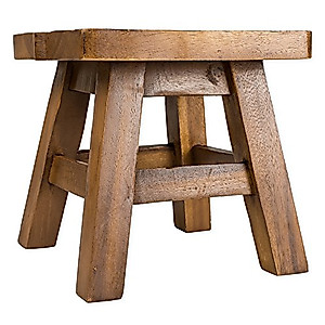 Dragonfly Design Hand Carved Acacia Hardwood Decorative Short Stool