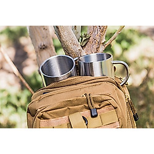 Stainless Steel Double Walled Mugs: 100% BPA Free,15 oz Metal Coffee & Tea Cup Mug - Insulated Cups with Handles Keep Drinks Hot or Cold Longer - Durable for Camping - Set of 2 Shatter Proof Mugs