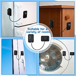 4 Packs Refrigerator Lock Cabinet Locks Closet Door Lock Fridge Password Locks for Kids Combination Child Safety Locks Coded Adhesive Fridge Door Lock 4 Digit Lock for Windows Closets Drawers (Black)