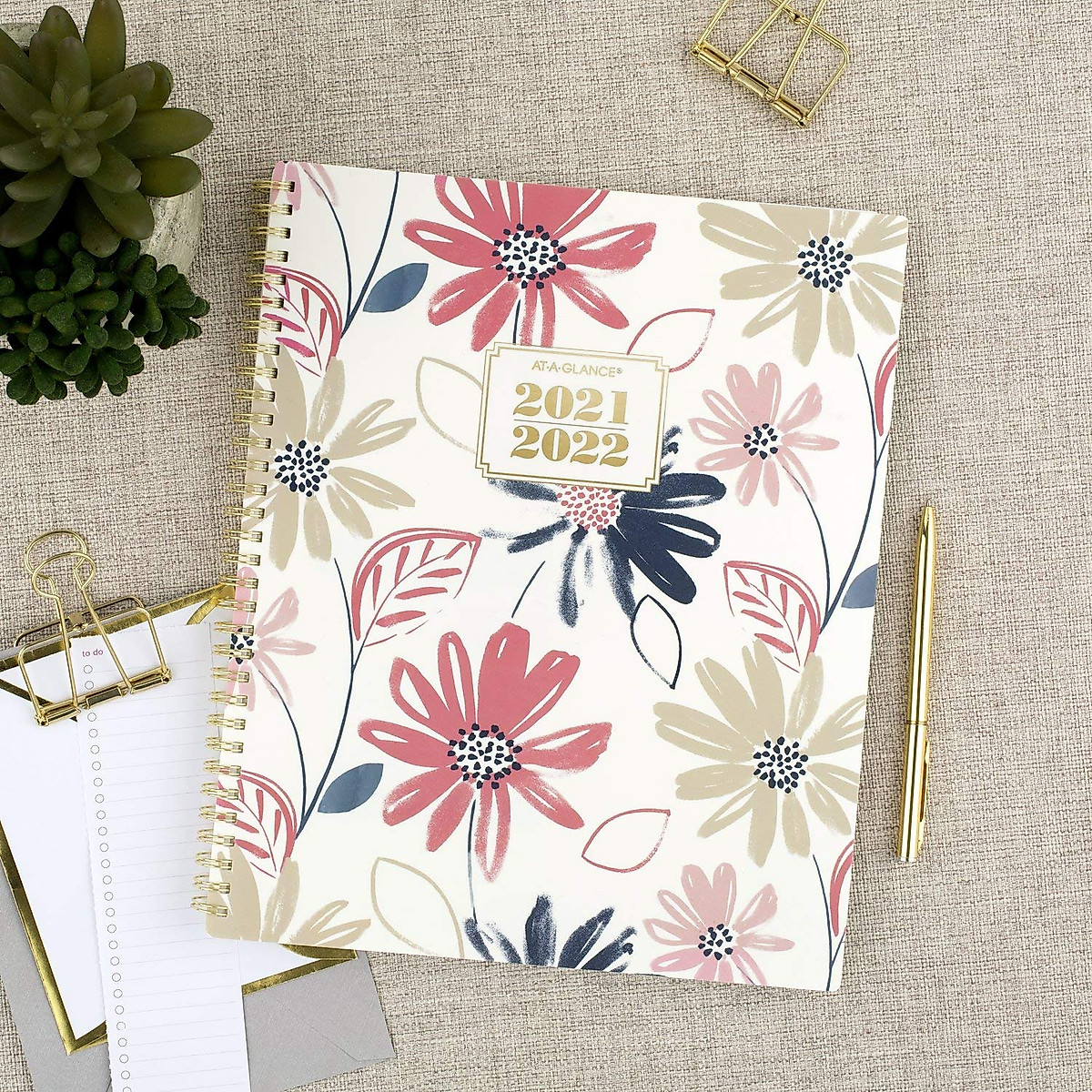 Academic Planner 2021-2022, AT-A-GLANCE Weekly & Monthly Planner, 8-1/2" x 11", Large, for School, Teacher, Student, Badge Floral (1535F-905A)