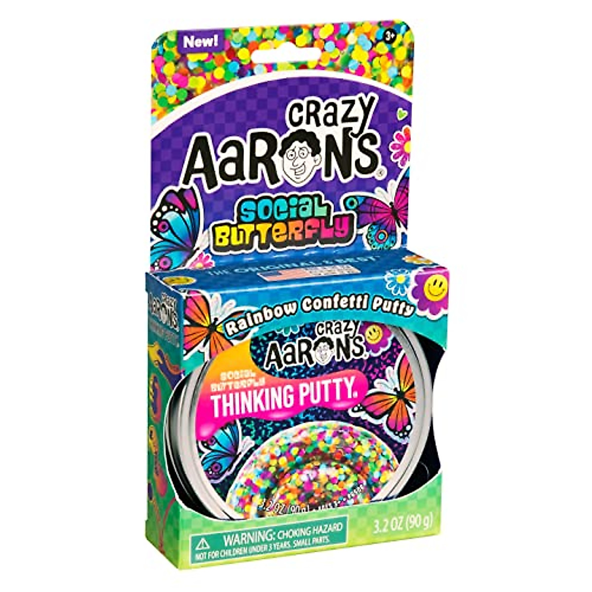 Crazy Aaron's Social Butterfly Thinking Putty - 4" Tin See-Through Putty, Soft Texture Thinking Putty - Non-Toxic Sensory Play Putty - Never Dries Out - Creative Toy for Ages 3+