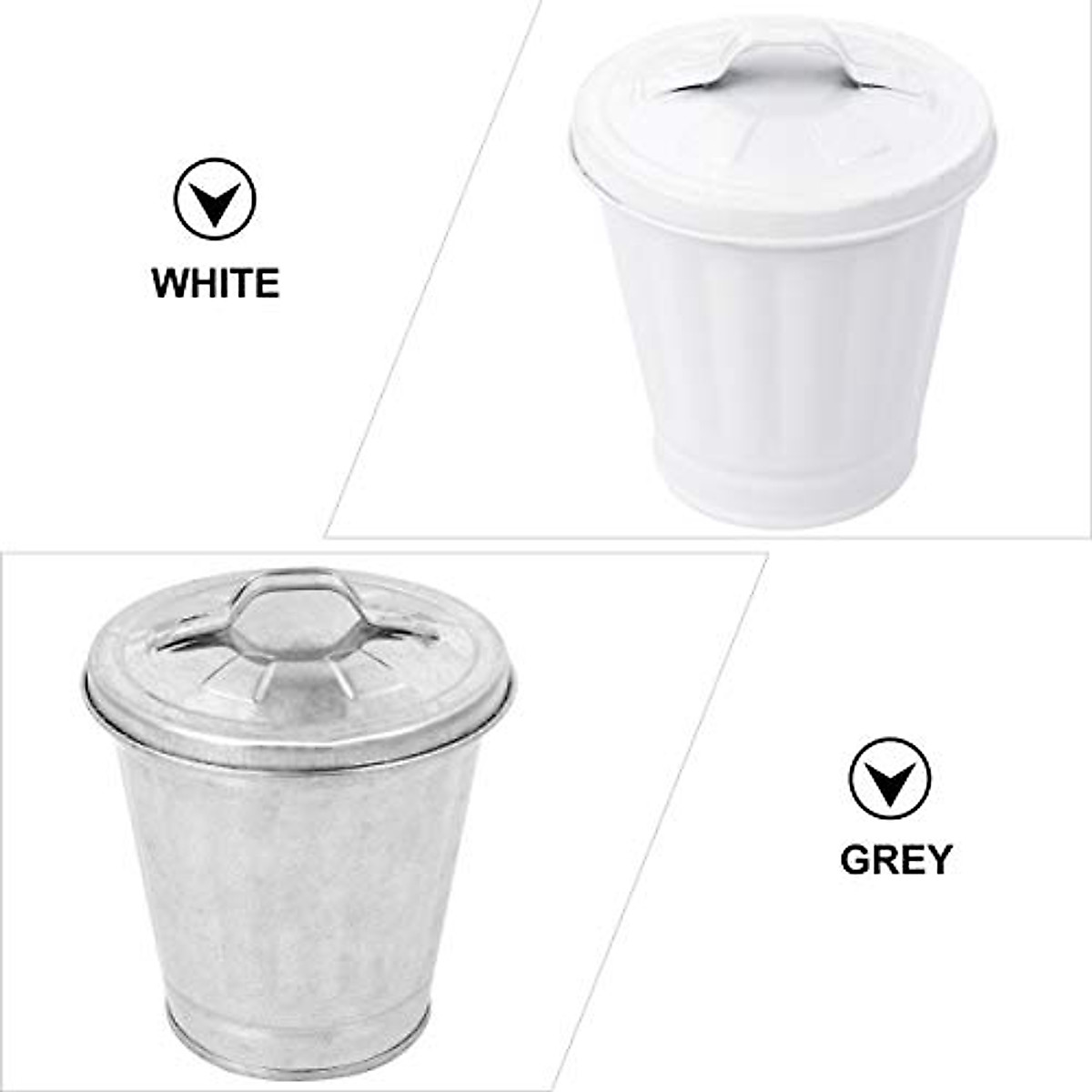 2pcs Mini Garbage Can IMIKEYA Table Trash Can Recycling Metal Counter Top Garbage Bin Small Paper Basket