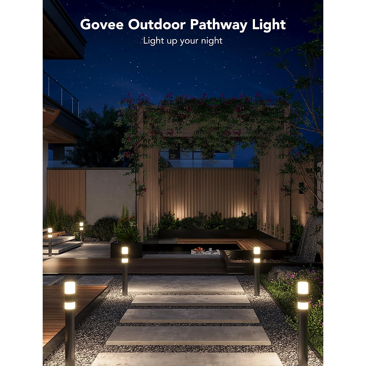 Govee Outdoor Pathway Lights, Patio Decorations, Smart Outdoor Lights with App Control, 250LM RGBIC Walkway Lights, IP65 Aluminum Landscape Lighting for Yard, Works with Alexa, Wired 4 Pack