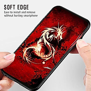 Eouine Xiaomi Redmi Note 7 Case, [Anti-Scratch] Shockproof Patterned Tempered Glass Back Cover Case with Soft Silicone Bumper for Xiaomi Redmi Note 7 Smartphone (Black Gray)