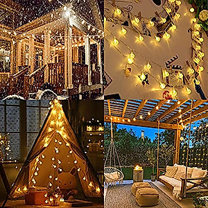 YZIXNUY Warm White Outdoor String Lights Solar/USB Powered, 22.3FT 40 LED Crystal Globe Fairy Lights with 8 Lighting Modes for Indoor Outside Garden Backyard Party Wedding (Warm White)…