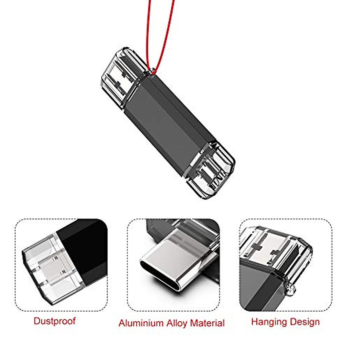 Vansuny 64GB Flash Drive 2 in 1 OTG USB 3.0 + USB C Memory Stick with Keychain Dual Type C USB Thumb Drive Photo Stick Jump Drive for Android Smartphones, Computers, MacBook, Tablets, PC