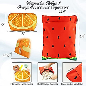 Bundle & Bliss Fruit Diaper Bag Organizing Pouches. Cloth Diaper Bag Organizer Pouches with Zipper. 4pc Set Travel Pouch Bags Packing Cubes. Wet Bag, Diaper Clutch Baby Wipe Holder etc.