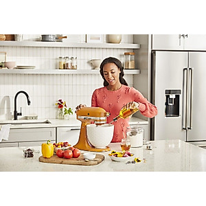 KitchenAid 5 Quart Ceramic Bowl for all KitchenAid 4.5-5 Quart Tilt-Head Stand Mixers KSM2CB5TWM, White Mermaid lace