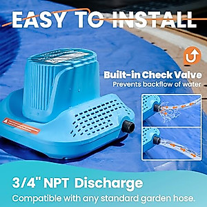 Vidapool Pool Cover Pump Automatic On Off,1/2 HP Submersible Water Pump, 2169GPH Sump Pump Inground/Above Ground with 25 Feet Power Cord for Swimming Pool Draining, Hot Tub, Basement, Window Well