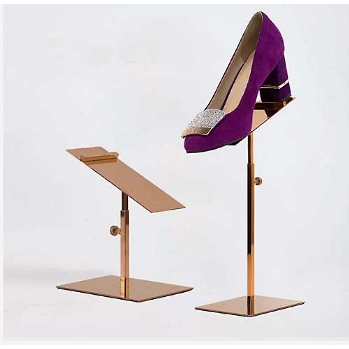Rose Gold Stainless Steel Metal Adjustable Shoe Display Stand Holder