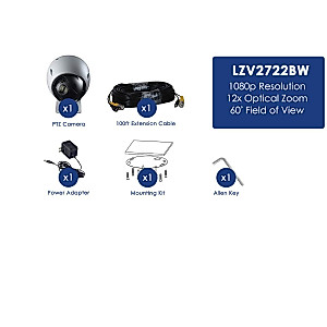 Lorex LZV2722B Indoor/Outdoor Professional 360 Degree, HD 1080p Pan Tilt Zoom Camera with 12X Optical, 16X Digital Zoom, Camera Only (M.) (Renewed)