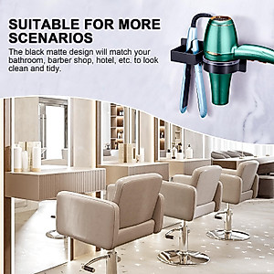 WAYASI Hair Straightener Holder Wall Mounted Blow Dryer Holder, Stainless Steel Black Blow Dryer and Curling Iron Holder, Bathroom Hair Dryer Straightener Holder, Salon Hair Tools Organizer Storage