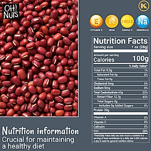 Adzuki Beans | Raw - 100% Natural | 2 lb | Dried Red Mung Beans from Thailand | Packed in New York Zip-Seal Bag for Exceptional Freshness by Oh Nuts