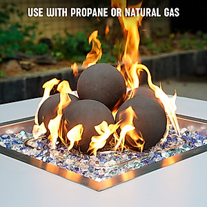 Stanbroil Ceramic Fire Balls - 5” Round Fire Stones for Fire Pit Fire Bowl and Fireplace - Set of 6, Black