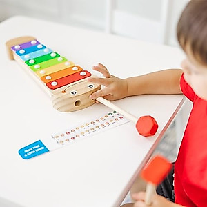 Melissa & Doug Caterpillar Xylophone Musical Toy With Wooden Mallets 15.25" x 6.5" x 1.5 - For Toddlers,Ages 3+,Blue