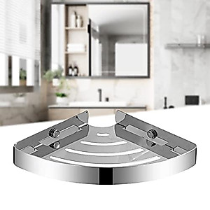WeiLaiKeQi Corner Shower Caddy, Stainless Steel, Wall Mounted Bathroom Shelf, Storage Organizer for Toilet, Argent