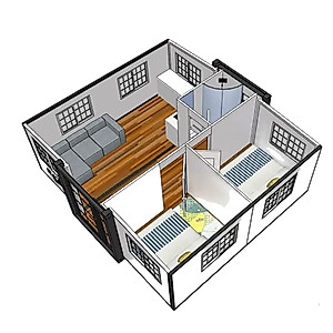 SAA Tiny Expandable Prefab House to Live in 1 Bathroom, 2 Rooms & 1 Kitchen- Foldable House, Container Home, Portable House, Tiny House for Small Family, Modular Guest House – 19 x 20 FT