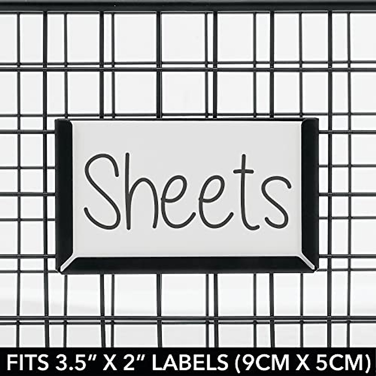 mDesign Large Metal Farmhouse Storage Organizer Bin Baskets with Label Slot for Closet, Cabinet, Cupboard - Wire Organizing Basket Holds Clothing, Linens, Shoes, Omaha Collection, 2 Pack, Matte Black