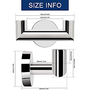 NearMoon Bathroom Double Towel Hook- SUS304 Stainless Steel Robe Towel Holder, Heavy Duty Double Coat Hook for Bathroom Livingroom Kitchen Wall Mounted, 2 Pack (Chrome Finish)