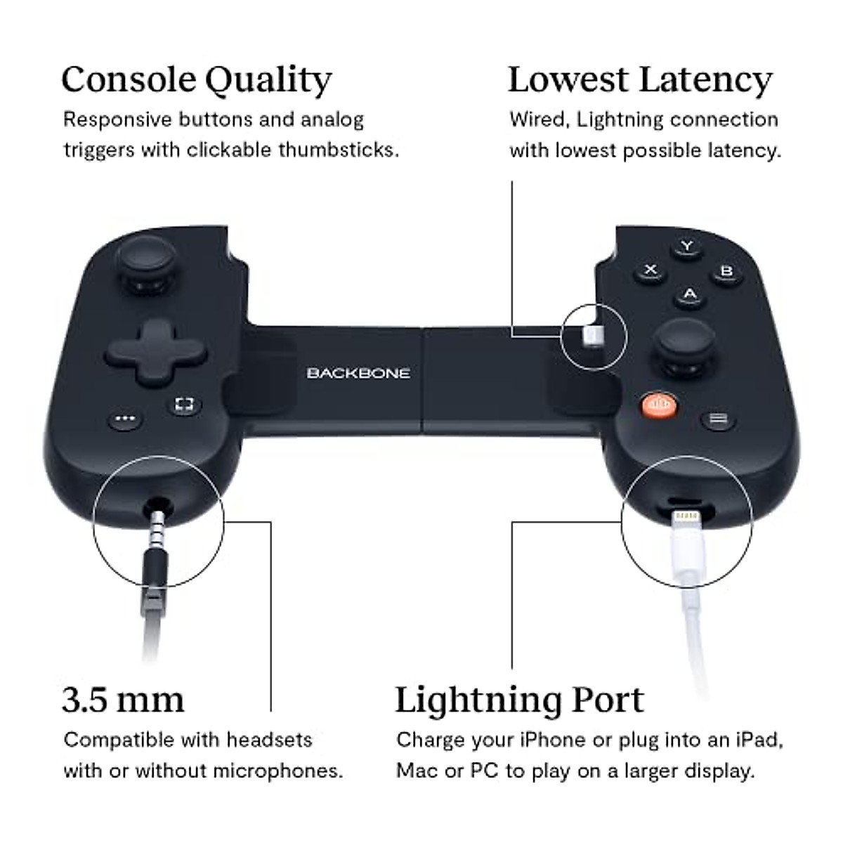 BACKBONE One Mobile Gaming Controller for iPhone - Turn Your iPhone into a Gaming Console - Play Xbox, PlayStation, Steam, Fortnite, COD, Genshin & More [1 Month Xbox Game Pass Ultimate Included]