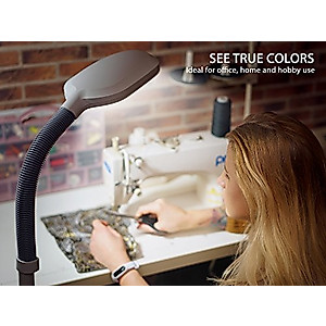 Kenley Natural Daylight Floor Lamp - Tall Reading Task Craft Light - 27W Full Spectrum White Bright Sunlight Standing Torchiere for Living Room, Bedroom or Office - Adjustable Gooseneck Arm - Gray