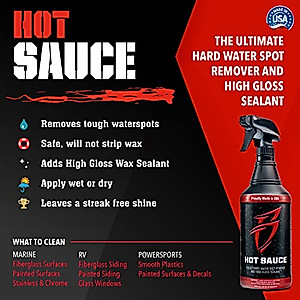 Boat Bling HS-0128 Hot Sauce Hard Water Spot Remover, Gallon Refill, for Boats, RVs, Powersport Vehicles and More, Black,1 Gallon