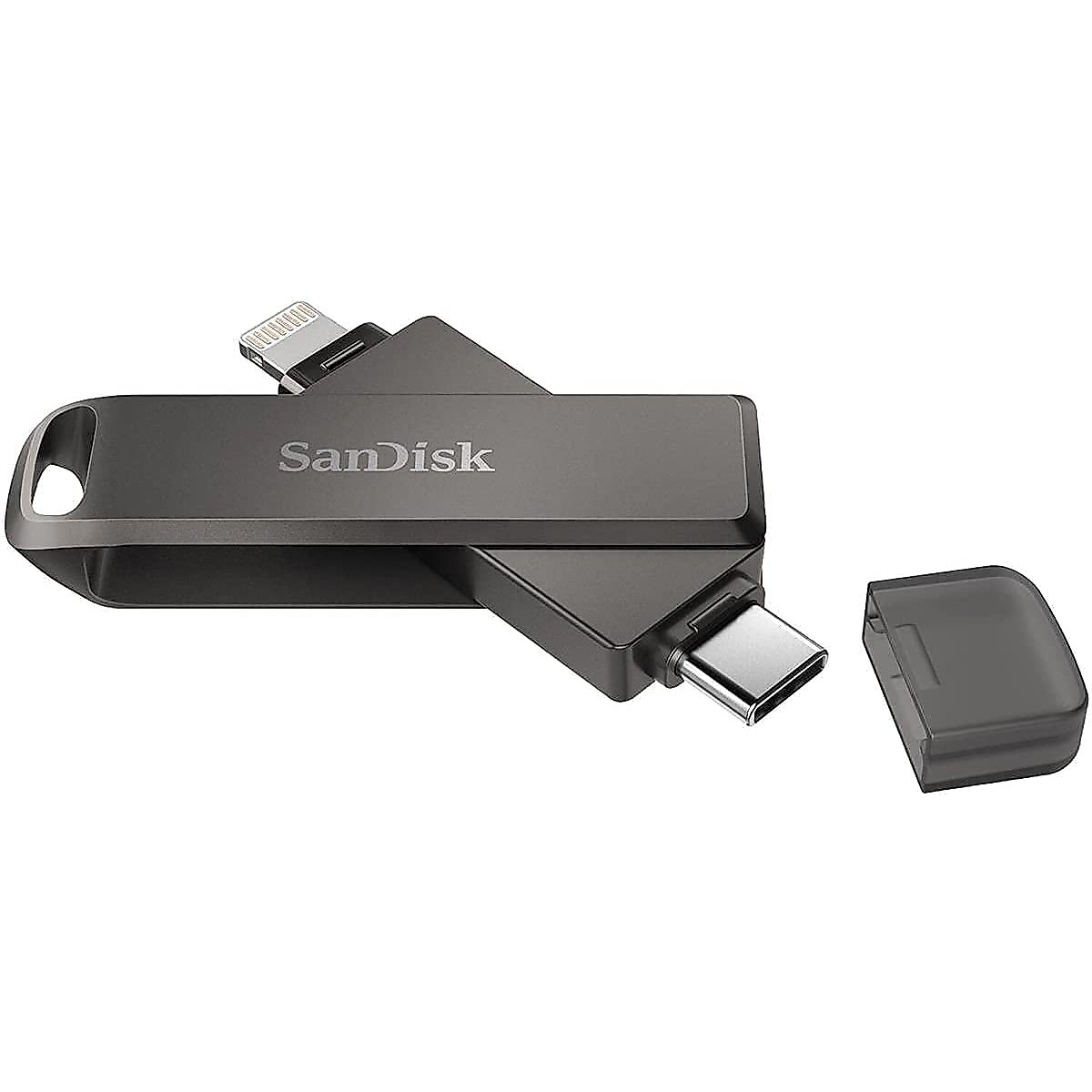 SanDisk 128GB iXpand Luxe Flash Drive for iPhone, iPad Tablet & USB TypeC Devices - 3.1 Dual Drive for Lightning & Type-C (NOT Type-A) SDIX70N-128G-GN6NE Bundle with 1 Everything But Stromboli Lanyard
