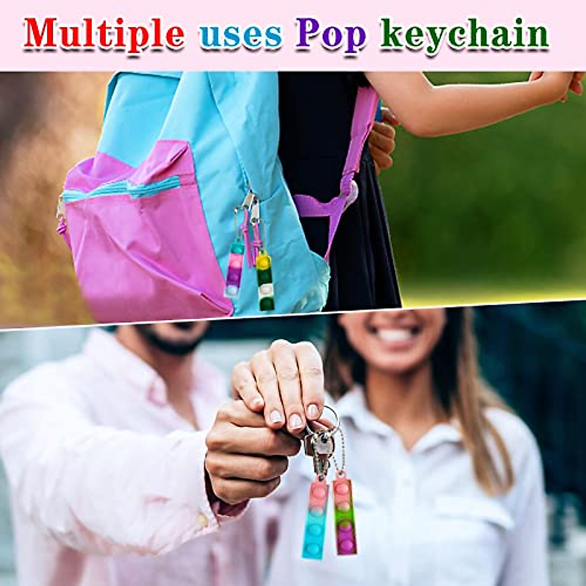 100Pcs Pop Fidget Toys Keychain, Party Favors For Kids 4-8, Mini Bubble Fidget Toys Pack Stress Relief Sensory Toys For Boys Girls Adults Classroom Prizes Goodie Bag Pinata Christmas Stocking Stuffers