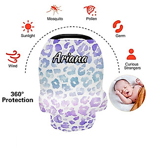 Custom Leopard Tie Dye Stretchy Baby Car Seat Canopy Presonalized Infant Stroller Cover Multi Use Baby Carseat Cover Customized Nursing Cover for High Chair