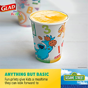 Glad for Kids Sesame Street 9oz Paper Cups Curriculum Style, 48ct | Sesame Street Paper Cups, Kid Sized Disposable Cups | Elmo Paper Cups for Everyday Use