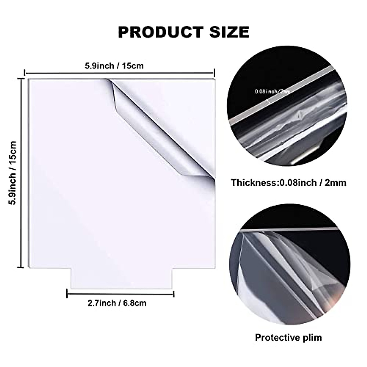 Terrilee 7Pcs 2mm Clear Acrylic Blanks for Light Base Acrylic Sheet Cast Plexiglas - Square(5.9*5.9'') Acrylic Panel Sign Blank with Double Sides Protective for LED DIY Display Projects Craft (7 Pcs)