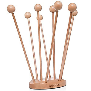 HOTCAN Plastic Bag Drying Rack, Reusable Bag Drying Rack, Bottle Drying Rack Space Saving for Kitchen, Bottle Dryer Rack, Beech Wood Drying Rack, Easily Assembled and Disassembled for Storage