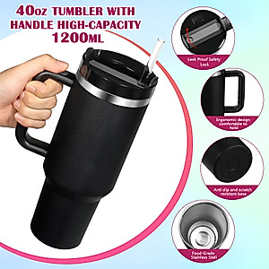 BELYQLY New Version 40oz Stainless Steel Vacuum Insulated Tumbler with Lid and Straw for Water, Smoothie and More, Iced Tea or Coffee (Black)