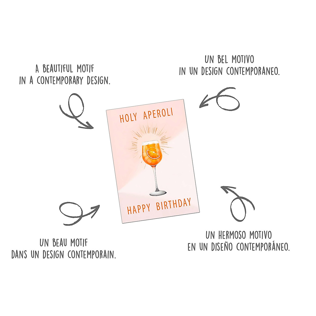 Edition Seidel Premium Birthday Card with Envelope. Greeting Happy Birthday for him or her Female Friend Wife Girlfriend Drink Aperol Orange Holy Aperoli (G3566 SW024), neutral