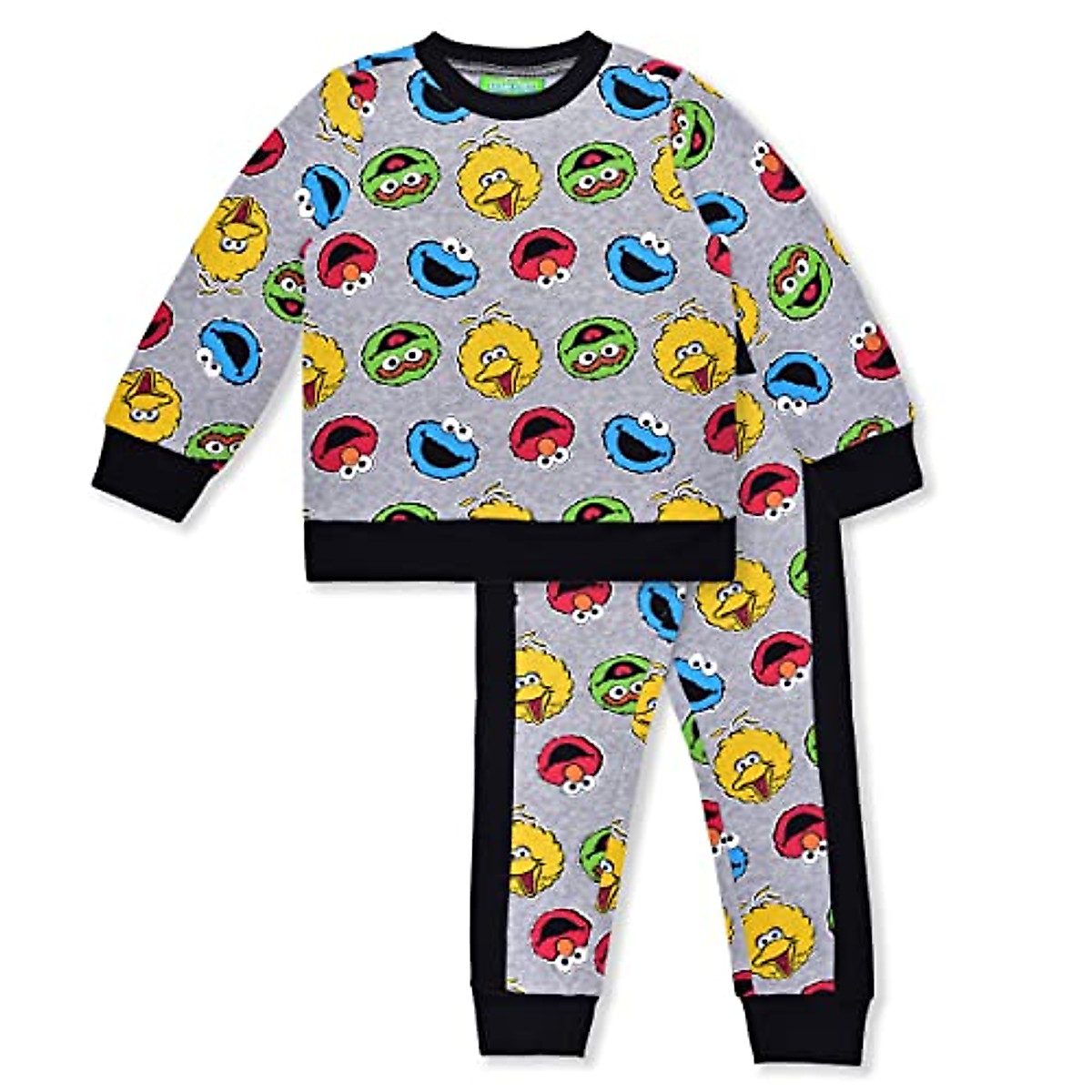 Sesame Street Long Sleeve Shirt and Jogger Pant Set for Boys, Comfy Active Wear for Kids, Gray, Size 3T