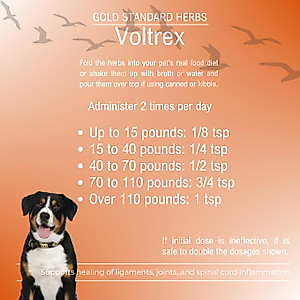 Voltrex Ligament and Spinal Cord Inflammation Relief for Dogs by Gold Standard Herbs, All Natural Bupleurum and Cinnamon Twig, 85 gram powder, White