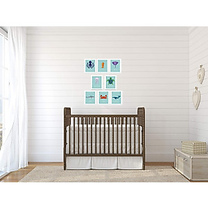 Kindred Sol Collective Ocean Animals Wall Cards, Nautical Nursery Room Decor, Kids Educational Marine Art, Toddler Gift, Set of 8 5x7 inch Prints for Classroom, Daycare and Playroom