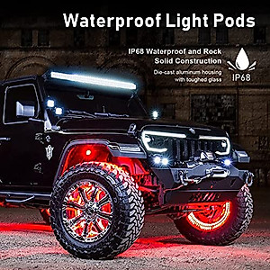 LED Rock Lights, YCHOW-TECH 12 Pods RGB Rock Lights with APP Control Wheel Well Light Music Mode Multilcolor Underglow Lights for Trucks, Four Wheeler UTV ATV RZR Golf Cart Truck Accessories