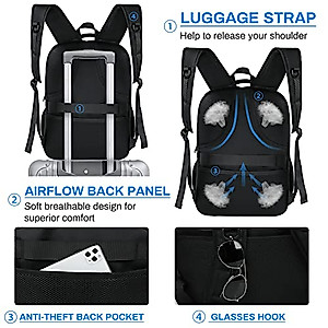 RAINSMORE Laptop Backpack 17 Inch Large Travel Backpack for Men Women Waterproof Computer Backpack Work Business College Backpack Bookbag TSA Friendly Carry on Backpack with USB Port, Black