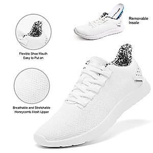 KOLILI Women Tennis Road Running Workout Shoes Lightweight Energycloud Slip on Fashion Soft Cushion Sneakers White Leopard Size 6