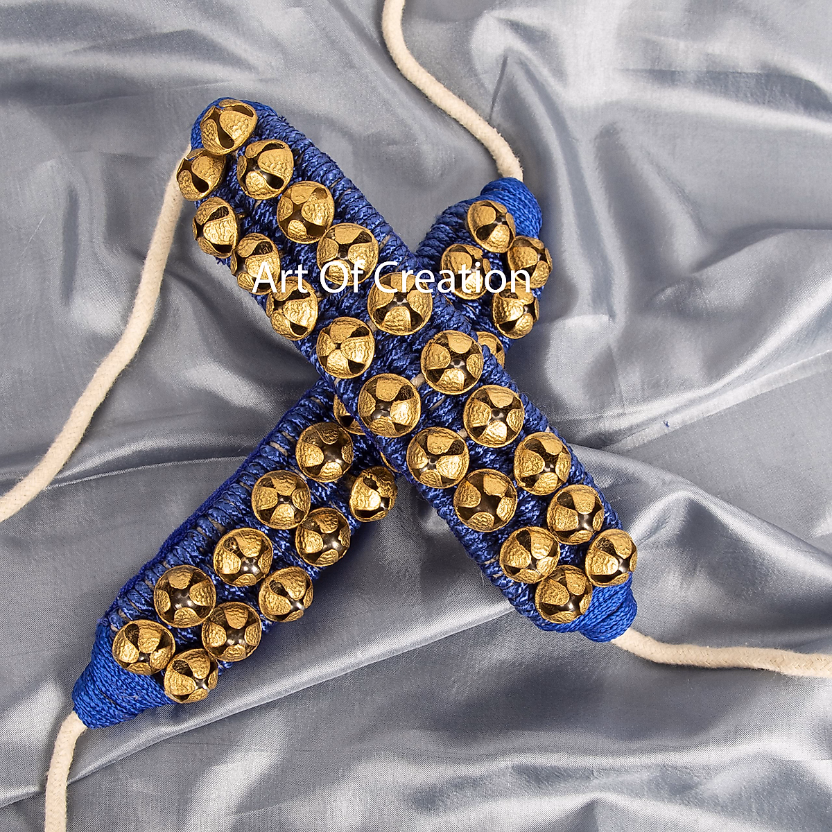 Art Of Creation Kathak Dancing Ghungroo 2 line 20 +20 Dancing Bell Anklet Pair Classical Dancers Musical Instrument Bharatnatayam Ghungru (Blue)