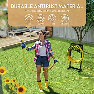 Patiobay Garden Hose Holder, Detachable Metal Water Hose Holder, Freestanding Heavy Duty Hanger Storage Stand for Outside Yard