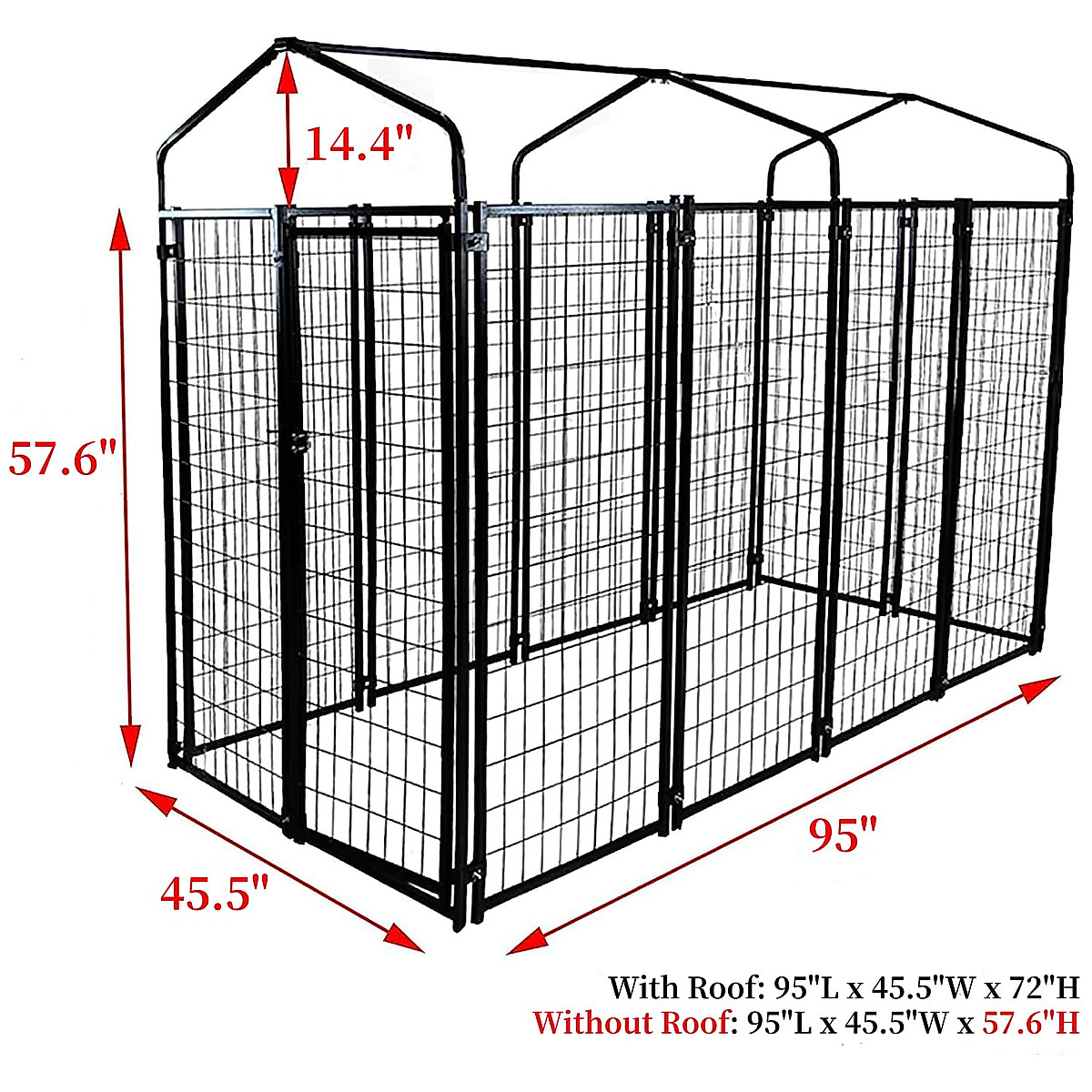 HITTITE Large Outdoor Dog Kennel, Heavy Duty Outdoor Dog Cage, Anti-Rust Dog Pens Outdoor with Waterproof UV-Resistant Cover and Secure Lock for Backyard,8'L x4' W x 6'H（with Roof）